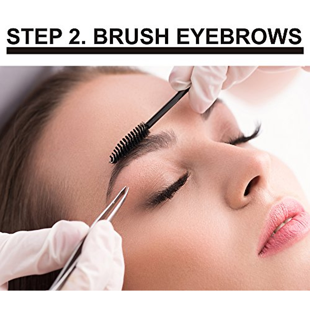 KC Republic Lash Eyebrow Extensions Kit with 1 x Trays of Mink False Eyebrows in Black Comes on Mixed Length Trays 5-8 mm, Eyebrow Glue Clear & Extension Tweezers (Black Eyebrow, Black Tweezer)