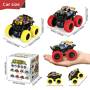 M SANMERSEN Car Toys for Toddlers 1-3, 2 Pack Monster Toys Truck 360° Rotating Stunt Cars - Push and Go Toy Cars Boys Girls Birthday Christmas Easter Gifts