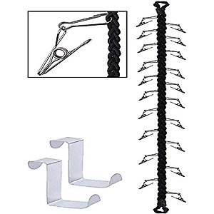 Over Door Hanging Storage Chain with 20 Stainless Steel Clips, Toy Storage Chain Multipurpose Organizer for Your Toys, Sun Visors, Hats, Cap, Scarves, Gloves, towel, Jewelry, etc.