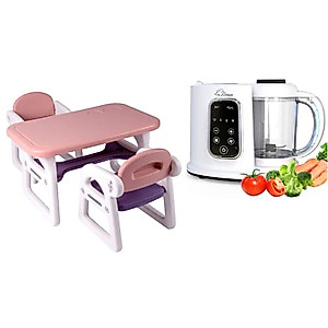 TinyGeeks Kids Table and Chairs Set Safe for Children Activity Table for Kids and Avec Maman Baby Cuisine 4-in-1 Baby Food Processor Baby Food Bundle