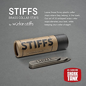 Würkin Stiffs 10-Pack Assorted Non-Magnetic Brass Collar Stays 5 Pair | Includes (4) 2.0” Stays, (4) 2.5” Stays, & (2) 2.75” Stays