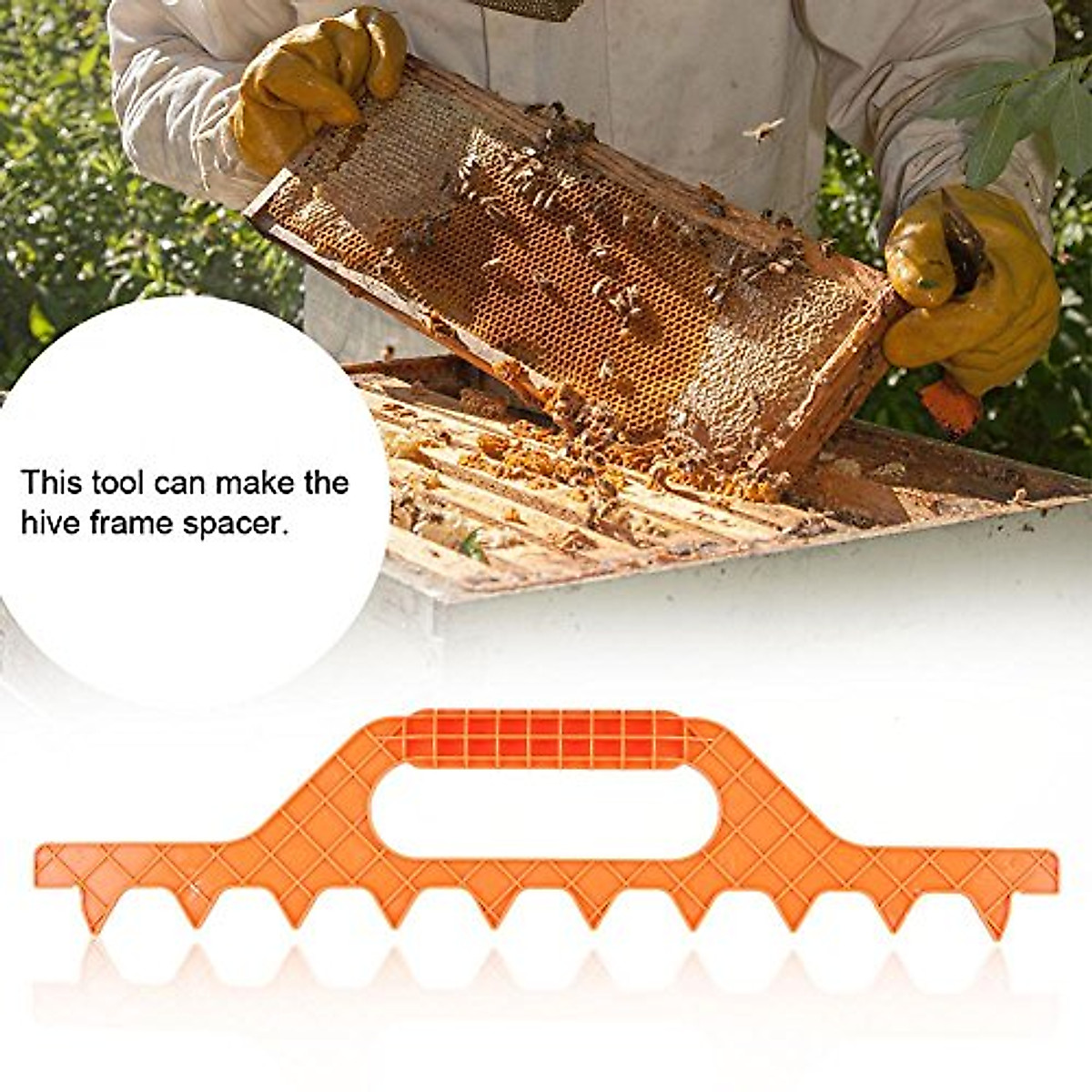 GLOGLOW 7/8/9 Frame Hive Spacer for Spacing Bee Frames, Bee Hive Frame Spcing Tool for spacing 8 Frames in a 10 Frame Sized Box, Beekeeping Equipment(Orange 9 Frame)