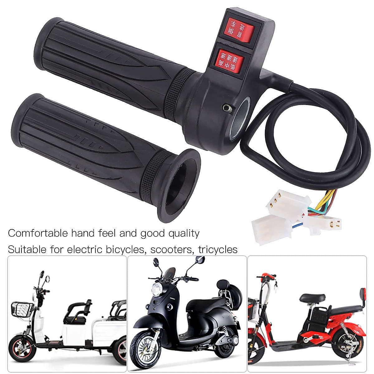 VGEBY 1Pair Electric Bike Throttle Grip, 3 Speed Control Throttle Hand Grips for Electric Bikes with Forward and Reverse Gear Electric Accessories