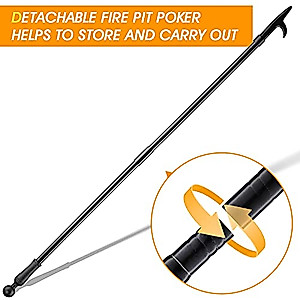 Fire Pit Poker for Fireplace,Adjustable 46 Inch fire pits for Outside Campfire Poker,Heavy Duty Wrought Steel Fireplace Tools,Suitable for Fire Fits Wood Stove and Outdoor Camping Use (Black)
