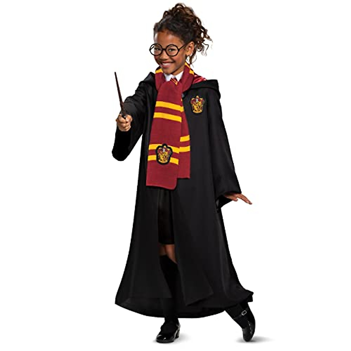 Harry Potter Dress Up Trunk for Kids, Official Wizarding World Costume Kit with Robe, Scarf, Tie, Wand and Glasses, Kids Size Small (4-6),Dark Brown
