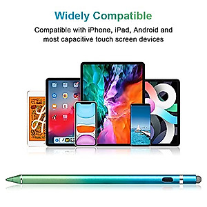 Stylus Pen for Touch Screens, Active Digital Pens Rechargeable 1.5mm Fine Tips Smart Pencil Compatible with iPad iPhone and Most Tablet with Glove by OOCLCURFUL (Blue+Light Green)