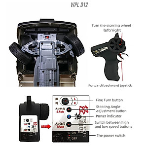 Apawband WPL D12 RC Car 1/10 RC Drift Car RTR Remote Control Car, Kei Truck Crawler Off Road 2.4G with Proportional Throttle Steering 260 Motor Rear Drive Hobby Grade Toy Adult Age 16+
