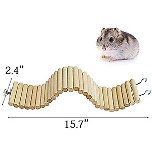 Syrian Hamster Bendy Long Wood Bridges,Dwarf Hamster Bendable Ladder Hideout Toys,Gerbil Chewing Natural Wooden Stuff for Teeth,Hamsters Cage Ramp Climbing Activity for Rodents,Mouse,Mice,Rat