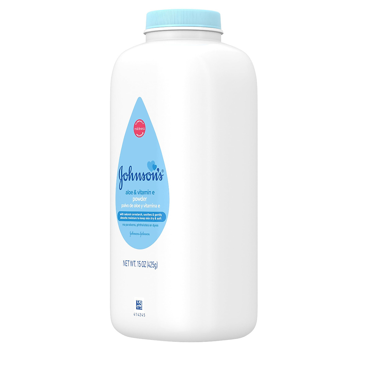 Johnson's Baby Powder, Naturally Derived Cornstarch with Aloe & Vitamin E for Delicate Skin, Hypoallergenic and Free of Parabens, Phthalates, and Dyes for Gentle Baby Skin Care, 15 oz