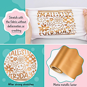 VINYL FROG Matte Metallic Heat Transfer Vinyl Roll 12" x6ft Metallic Satin HTV Vinyl - Copper Pearlescent Iron on Vinyl for T-Shirts, Heat Press Vinyl for DIY Craft Designs