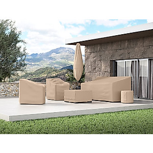 Covermates Deck Box Cover - Heavy-Duty Polyester, Weather Resistant, Drawcord Hem, Seating and Chair Covers, 24W x 24D x 18H, Ripstop Tan