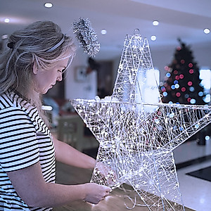 JMEXSUSS 4 Pack 50 LED White Fairy Lights Battery Operated, 16.1ft Christmas Fairy Lights Indoor, White String Lights Waterproof Outdoor for Party Wedding Birthday Holiday Decorations