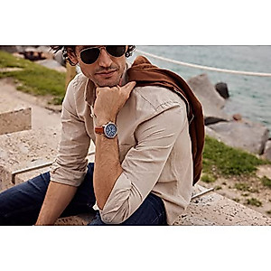 Citizen Men's Eco-Drive Promaster Air Skyhawk Atomic Time Keeping Watch in Super Titanium with Brown Leather Strap, Blue Dial (Model: CB0241-00L)