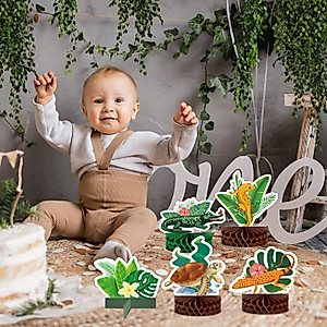 12 Pcs Reptile Honeycomb Centerpieces Jungle Animal Birthday Party Decorations DIY Assemble Reptile Party Favors Snake Lizard Honeycomb Centerpieces for Birthday Baby Shower Decor, Photo Booth Props