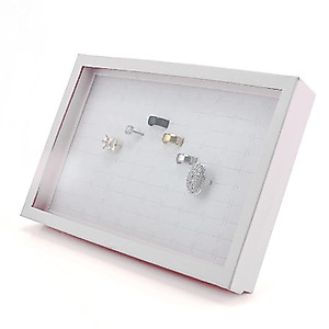 ZLY Jewelry Rings Display Tray Velvet 100 Slot Case Box Jewelry Storage Box (White)