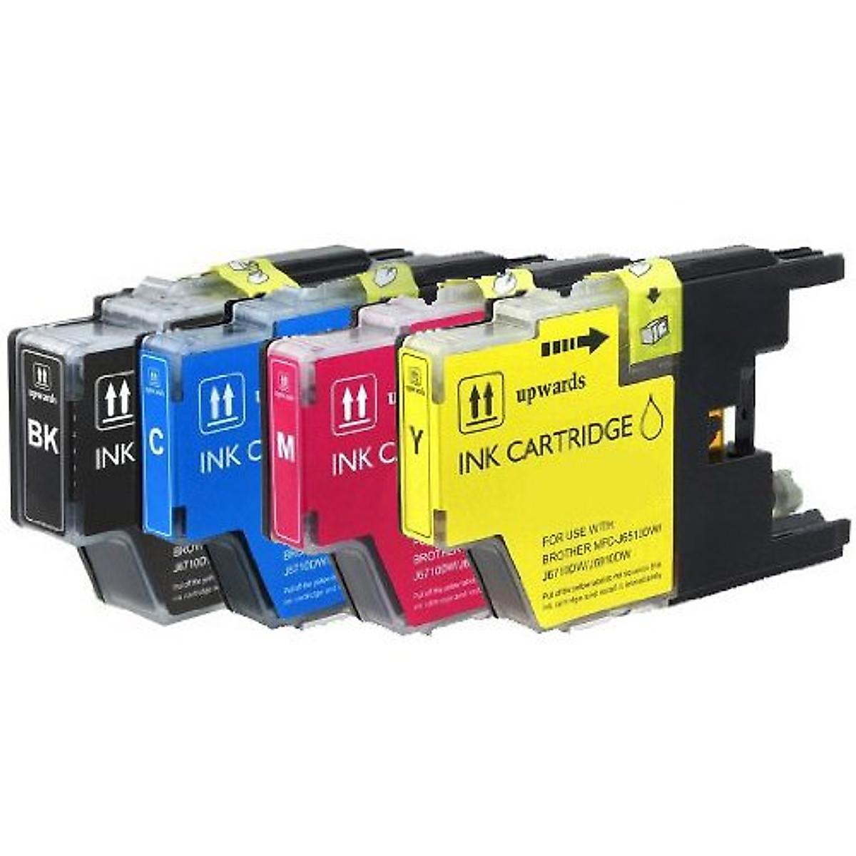 Inkpro LC75 Black Color Ink Compatible Replacements for Brother LC-71 LC-75 MFC-J280W MFC-J425W MFC-J430W MFC-J435W LC75 (4Pack-1Black,1Cyan,1Magenta,1Yellow)