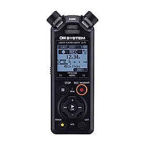 OM System LS-P5 PCM Recorder with tresmic 3-Microphone, Bluetooth, Composite USB Microphone Mode, High Resolution Sound, Low-Cut Filter, 16GB Built-in Memory.