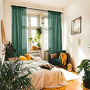 XTMYI Christmas Green Curtains 84 Inch Length for Living Room 2 Panels Set,Emerald Green Decor,Sheer Hunter Green Curtain for Bedroom Sliding Glass Patio Door 52x84 Inches Long,Dark Forest Green