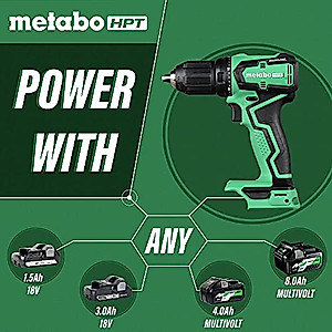 Metabo HPT Cordless Drill | 18V | 1/2-Inch Keyless | Sub-Compact | Brushless Motor | Lithium-Ion Batteries | Lifetime Tool Warranty | DS18DDX