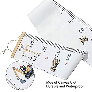 Smlper Growth Chart for Kids,Child Height Chart Ruler for Wall,Wood Frame Fabric Canvas Height Measurement Ruler for Kids Nursery Room,Removable Wall Decor 79"x7.9"