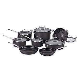 Cuisinart 14-Piece Cookware Set, Chef's Classic NonStick Hard Anodized, Gray, 66-14N