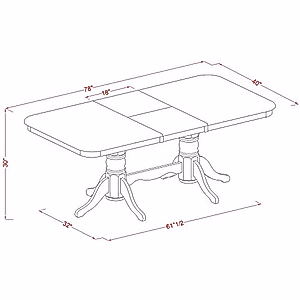 East West Furniture NAQU9-WHI-W, 9 Pieces