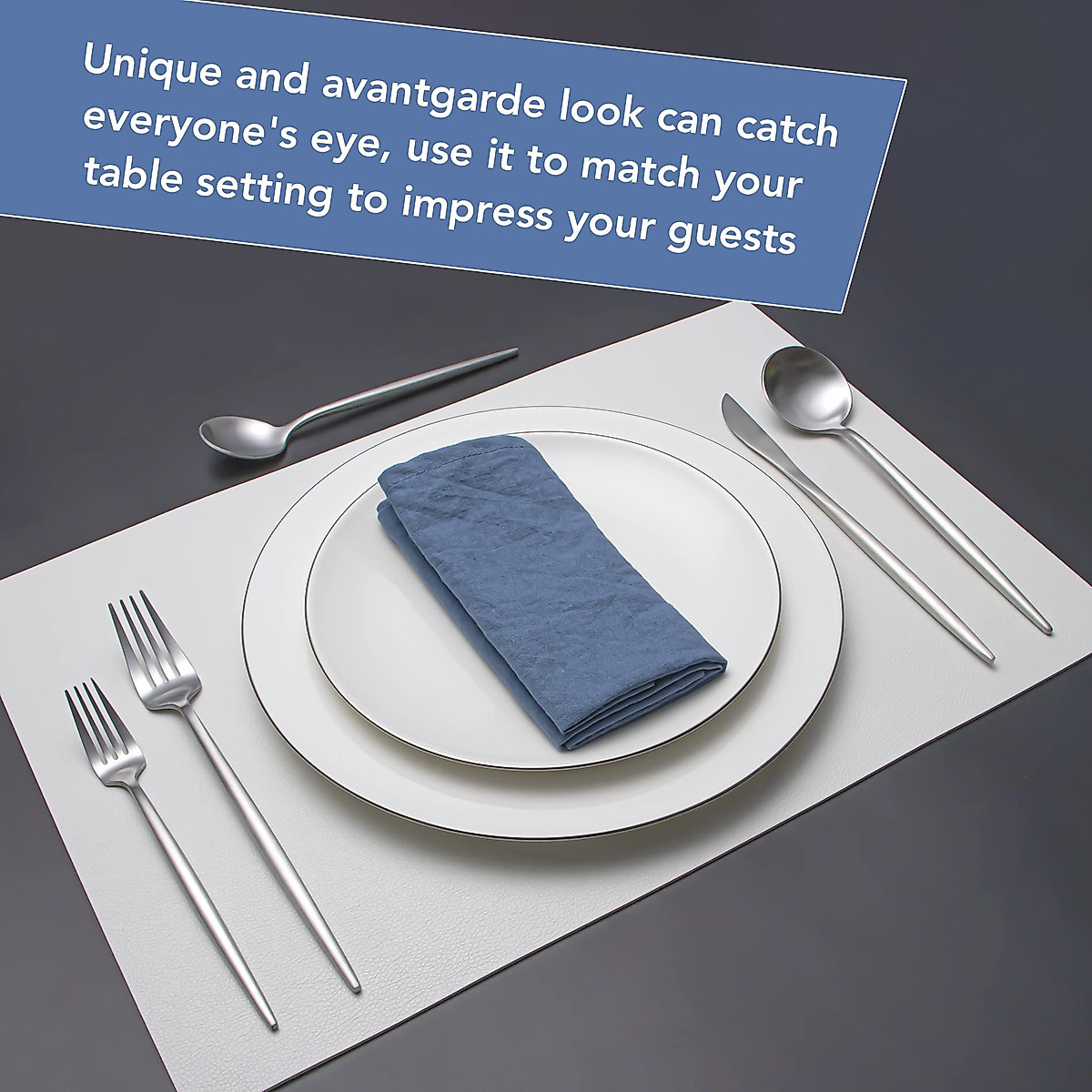 40 Piece Silverware Set Service for 8, EIUBUIE Premium Stainless Steel Cutlery Set, Matte Finish Unique Flatware Sets, Modern Kitchen Tableware Eating Utensil Sets Include Spoons Forks Knives