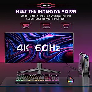 KAMRUI Mini Gaming PC AMD Ryzen 7 5800U Windows 11 Pro with 16GB RAM 512GB SSD, Small Gaming Desktop Computer, Micro AMR5 3 Mode PERF Switch, RGB Light, Upgrade Capacity, 4K UHD, Type-C, WiFi6/BT5.2