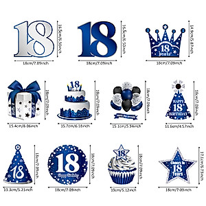 30 Pieces Happy 18th Birthday Party Hanging Swirls Decorations, Navy Blue Silver Black 18th Birthday Foil Swirls Ceiling Decor for Boy Men Cheers to 18 Years Birthday Anniversary Decorations Supplies