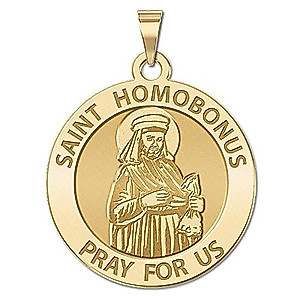 PicturesOnGold.com Saint Homobonus Religious Medal - 1 Inch Size of a Quarter -Sterling Silver