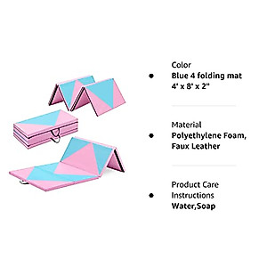 Outroad 8' x 4' x 2" Exercise Mat Thick Gymnastics Mat with Carrying Handles - Exercise Aerobics Mats Stretching Fitness