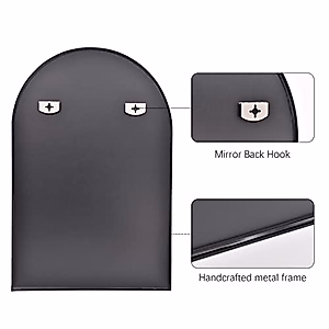 COFENY Arched Mirror, 20"x28" Black Bathroom Mirror with Metal Frame, Wall Mounted Mirrors Decor Modern Dresser Mirror for Bedroom Living Room Entryway