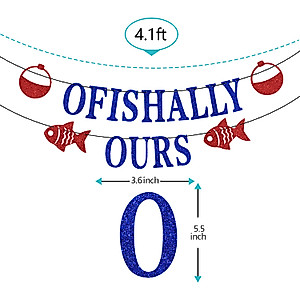 Ferastar Ofishally Ours Banner, Fishing Adoption Banner, Ofishally Ours Themed Family Party Decor, Welcome Home Banner, Home Party Supply Blue Glitter