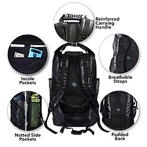 Dry Bag Backpack Waterproof 40L Heavy Duty Roll-Top beach bag with Compartment for Dirty Stuff for Travel, Hiking, Boating