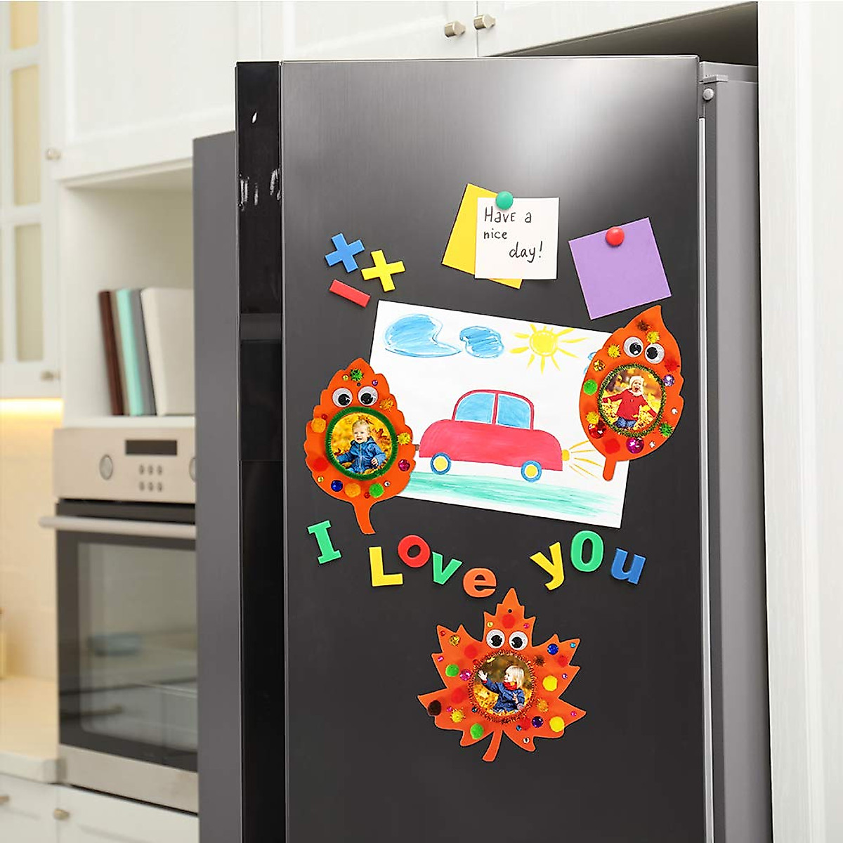 Winlyn 20 Sets Fall Crafts Kits Fall Crafts DIY Fall Leaf Shaped Picture Frames Ornaments Decorations Art Sets Foam Stickers Arts and Crafts for Kids Halloween Thanksgiving School Classroom Activities