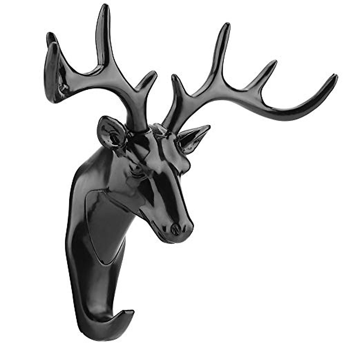 Hanger Rack Deer Hook, Deer Hook Holder, Wall Mount Plastic Antler Hook for Living Room Wall Decoration Home Room Decor Bathroom(Black)