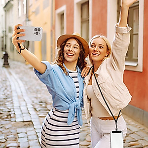 takyu Phone Lanyard, 2 Pack Adjustable Cell Phone Lanyard Crossbody Neck Strap & 2 Pack Phone Wrist Strap with Tether Tabs Compatible for iPhone Android Smartphones-Black Grey