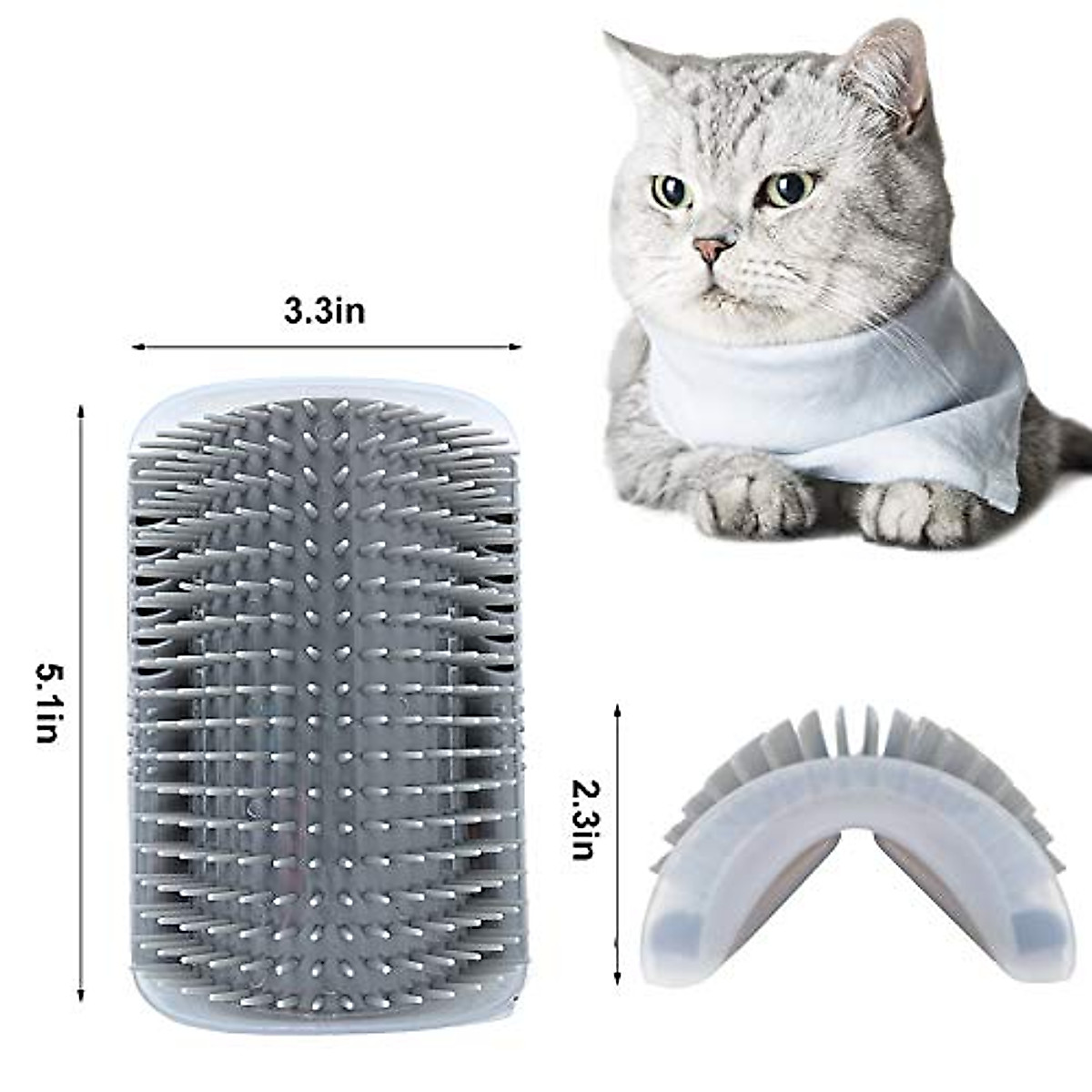 2 PACK Cat Self Groomer,Softer Cat Corner Scratcher For Wall With Catnip,Massage Comb Groomer Cat Corner Groomer,Pet Grooming Massage Kitten Brush,Cat Face Scratcher For Kitten with Long &Short Fur (Gray)