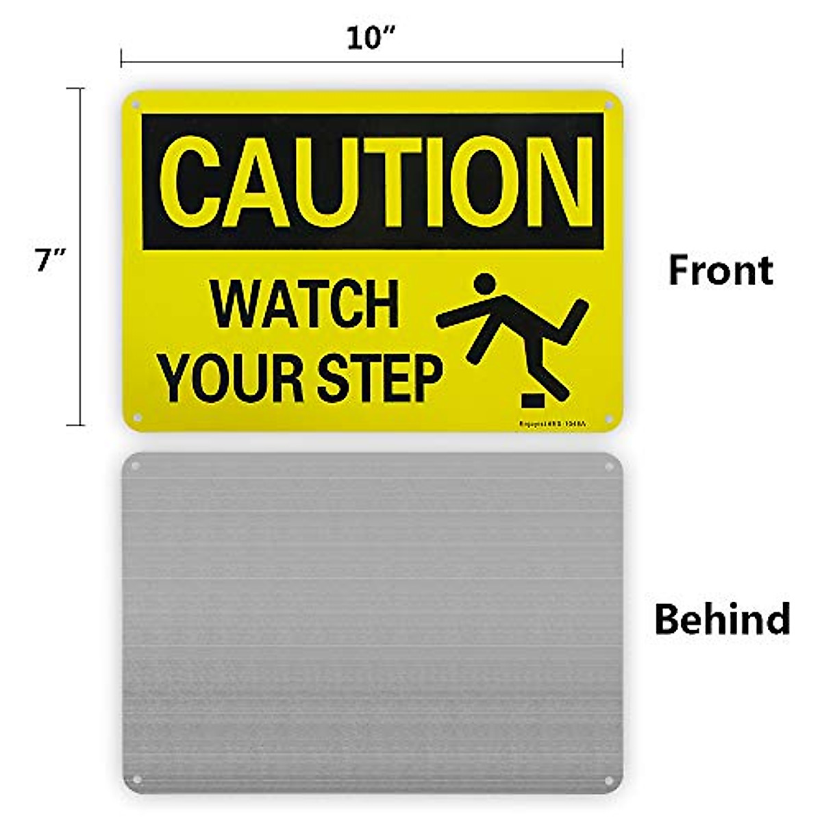 Enjoyist 2-Pack Safety Sign Caution Watch Your Step Sign, 10"x 7" .04" Aluminum Reflective Sign Rust Free Aluminum-UV Protected and Weatherproof
