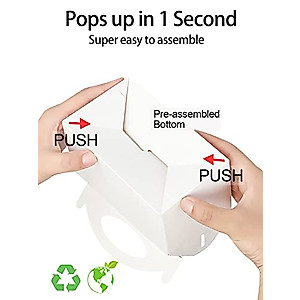 Happyhiram 50 Pcs Party Treat Boxes White, 6 Inch Candy Boxes Party Favors with Handle Paper Cookie Gift Bags Gable Boxes Snack Goodie Bags for Kids Birthday Baby Shower Wedding