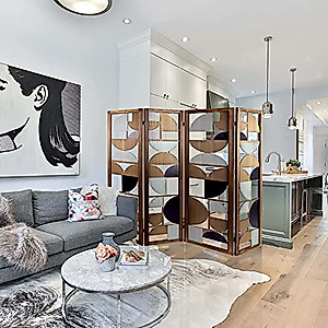 ECOMEX 4 Panel Room Divider,Freestanding Folding Room Divider Screen, Cutout Room Divider Wall, Room Dividers and Room Partition for Home Office（Classic Color）