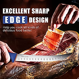 DRAGON RIOT Premium Butcher Breaking Knife, 10 Inch Curved Cimeter Knife-Meat Trimming Butcher Knife Turkey Carving German Stainless Steel with Fibre Handle