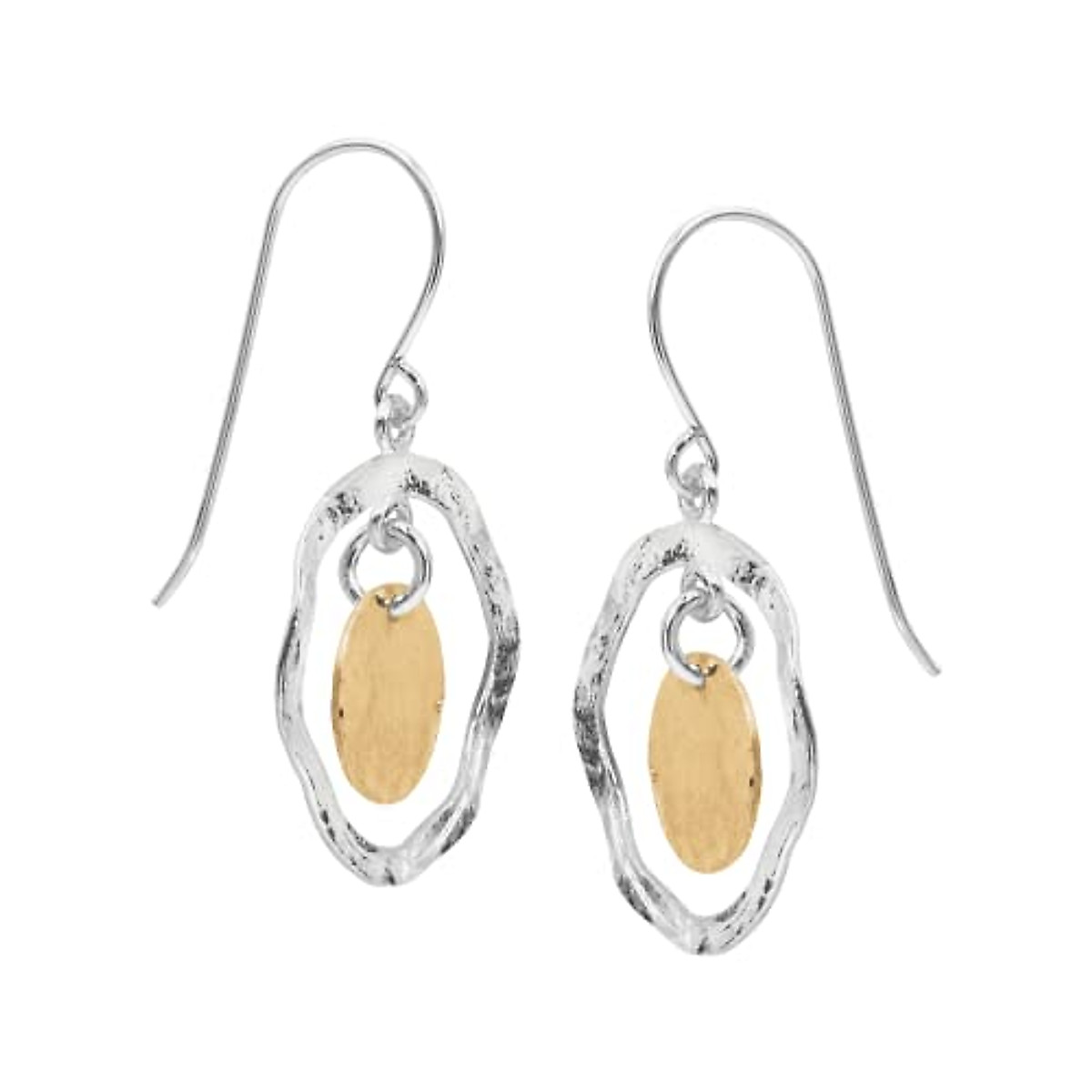 Silpada 'Marbella' Two-Tone Disc Drop Earrings in Sterling Silver and Gold-Plating
