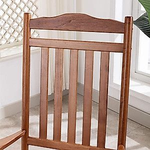 BplusZ Patio Rocking Chair Outdoor Furniture Comfy Rocker for Adults Porch Lawn Room Indoor Wooden Brown