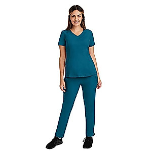 Healing Hands 4 Pocket Women Scrub Top V-Neck HH360 2264 Sloan Scrubs for Women Stretch Fabric Caribbean L