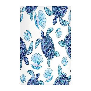 Kigai Kitchen Towels Set of 4, Blue Turtle Shell Highly Absorbent Dish Towels Reusable Cleaning Cloths Washable Tea Towels Hand Towel 28 x 18 Inch
