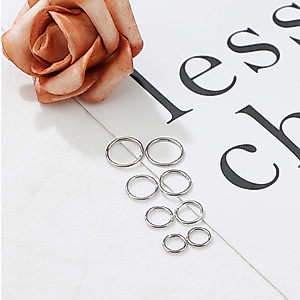 Jstyle 8Pcs 18G Stainless Steel Hinged Clicker Segment Nose Ring Hoop Piercing for Men Women Cartilage Daith Tragus Sleeper Earrings Improved Clasp 6-12MM,Silver Tone