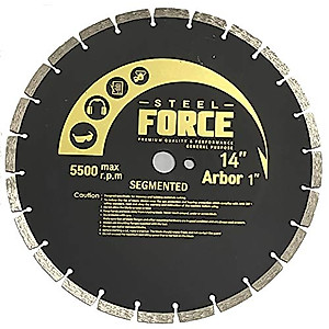 Steel Force KPC 3551 Portable 14" Wet/Dry Electric Corded Circular Concrete Saw/Power Angle Cutter 2600W w/Water Line & Guide Roller (With Blade)