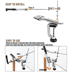 RUIXIN PRO RX-008 Professional Knife Sharpener with 7 Whetstones, 360° Rotation Flip Design Fixed-Angle Stainless Steel Kitchen Chef Knife Sharpening Kit Abrasive Holding System Tools