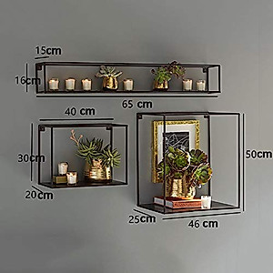 PIBM Stylish Simplicity Shelf Wall Mounted Floating Rack Shelves Metal Storage Living Room Background Wall,2 Colors Avaliable,3 Sizes, Black , 46X50X25cm